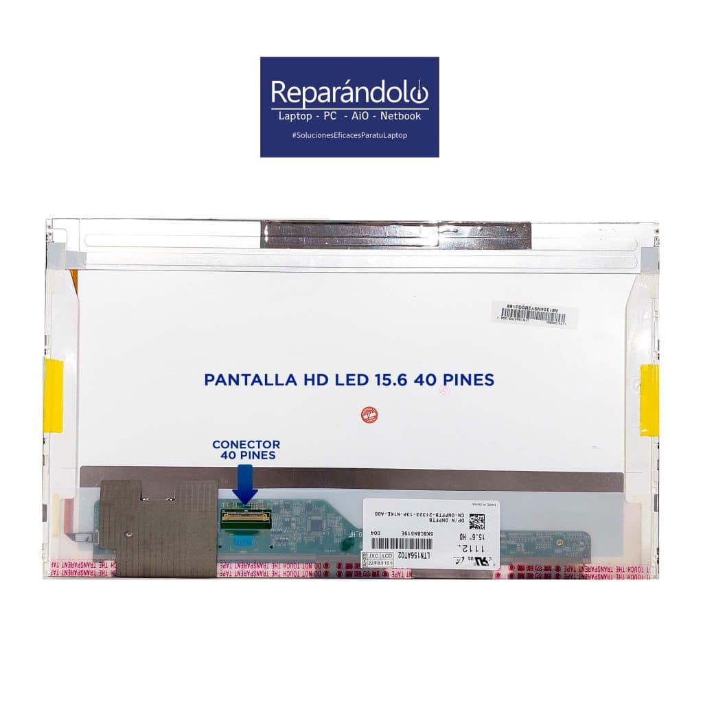 Pantalla de Laptop 15.6” Normal HD 40 Pines – Compatible con HP G62, Dell 1545 y más