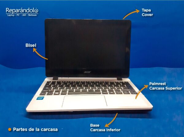 Partes de la carcasa de una Laptop